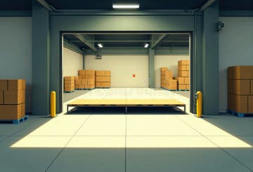 Mall Loading Dock Featuring a Freight Platform and Stacked Boxes Stock ...