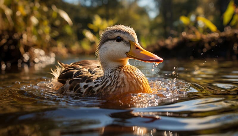 Mallard Duck Quacking, Reflecting Beauty in Nature Tranquil Pond ...