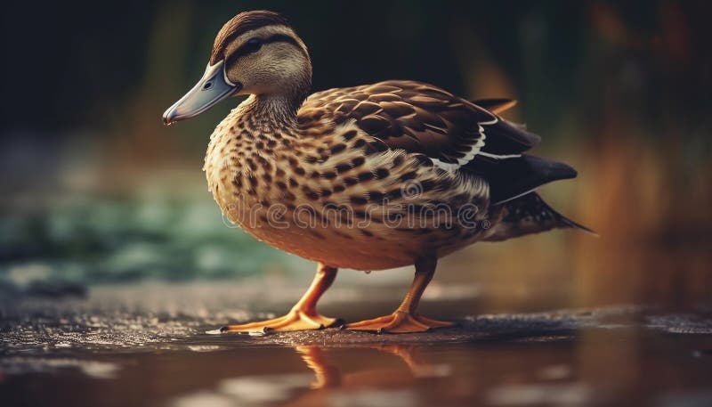 Mallard Duck Quacking in Tranquil Pond Water Generative AI Stock ...