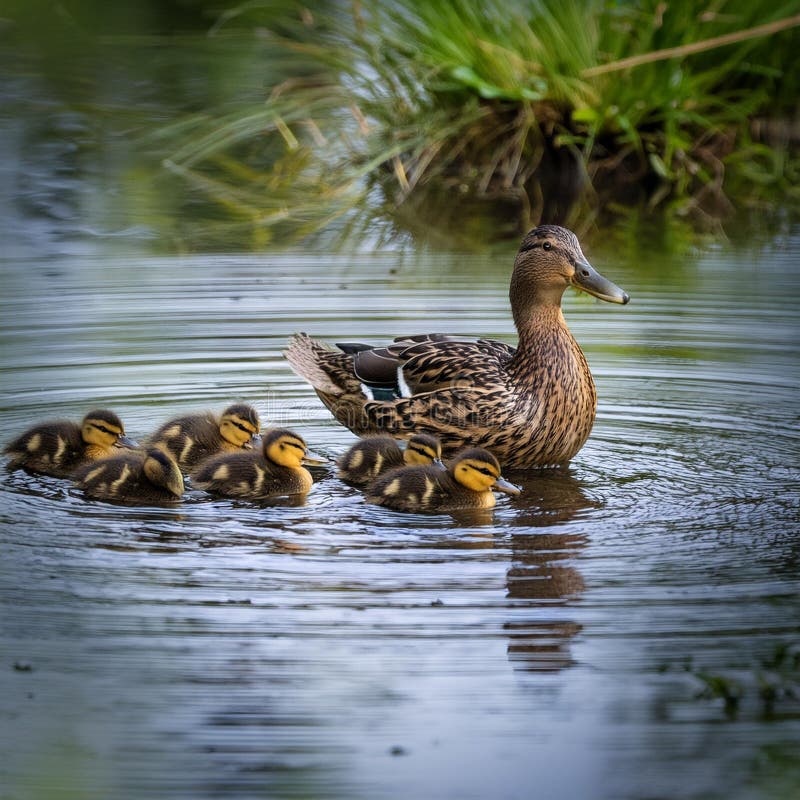 Mallards, AI generated stock illustration. Illustration of cute - 327646614