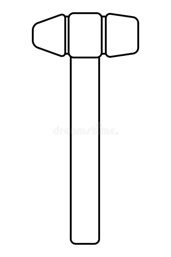 Mallet Tool Equipment Black and White Stock Vector - Illustration of ...