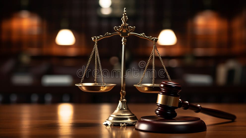 The Mallet of the Judge and the Weight Scale of Justice is on a Table ...