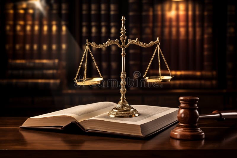 Mallet, Legal Code and Scales of Justice on the Table. Law Justice by ...