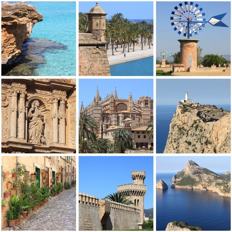 Mallorca Island Landmarks Collage Stock Image - Image of dalt ...