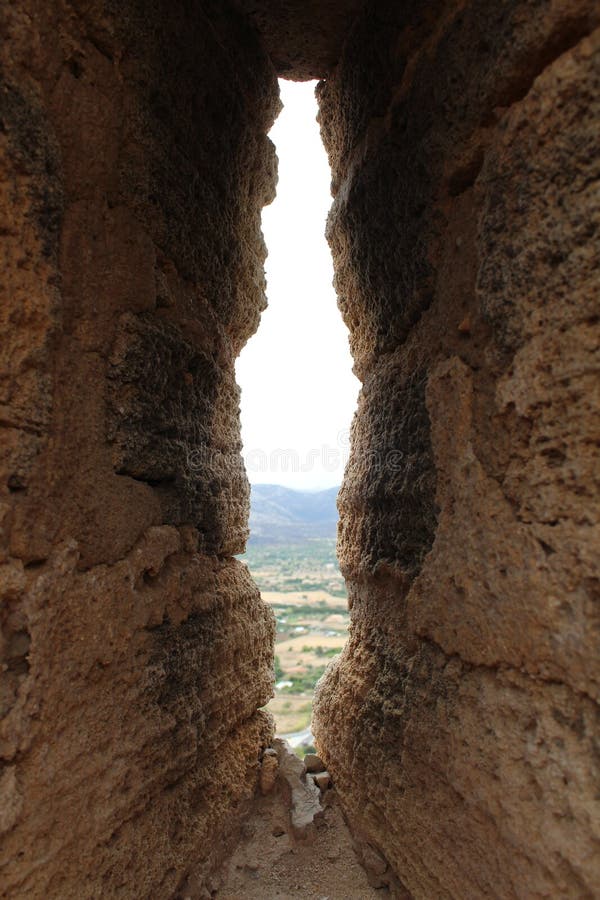 Mallorca Island. Landscape. Vertical Slit in the Wall. Stock Image ...