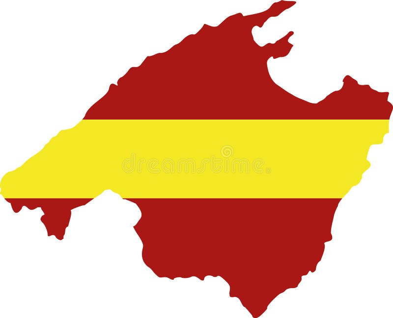 Mallorca map with flag stock vector. Illustration of spanish - 107179094