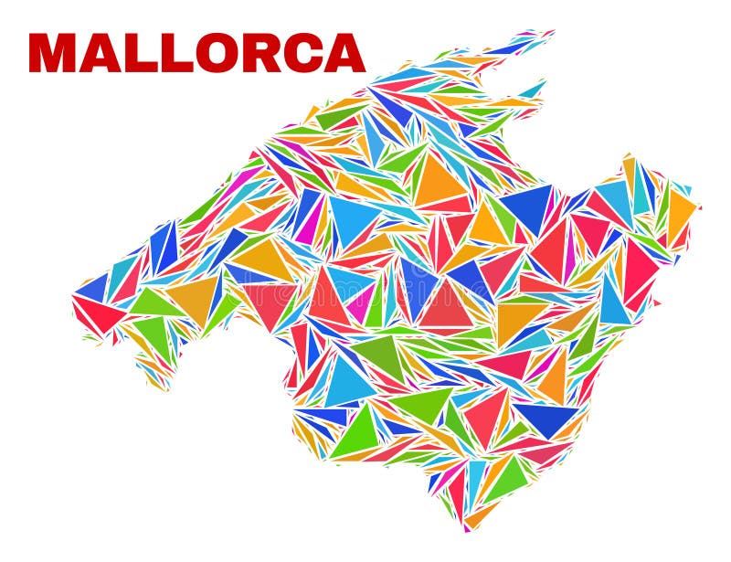 Mallorca Map - Mosaic of Color Triangles Stock Vector - Illustration of ...
