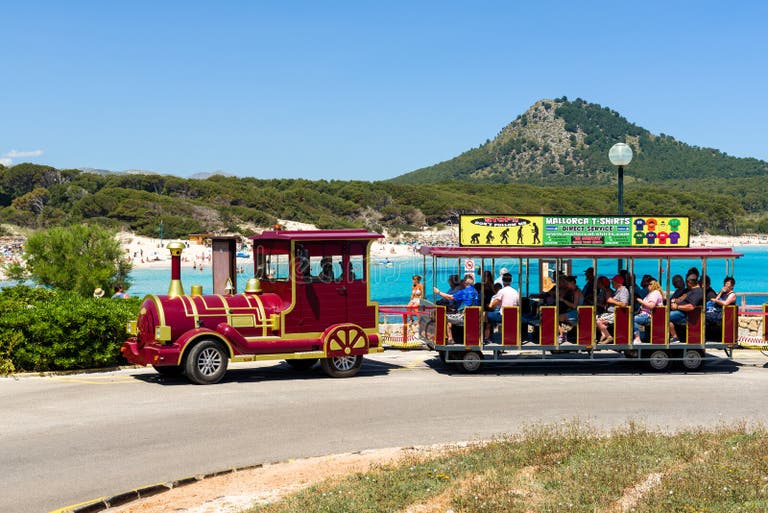 A Typical Mini Train with Tourists Visiting Majorca Editorial Stock ...