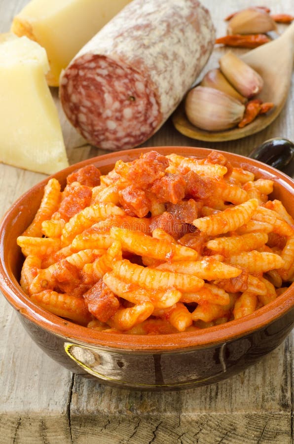 Malloreddus with Tomato Sauce and Sausage Stock Image - Image of sauce ...