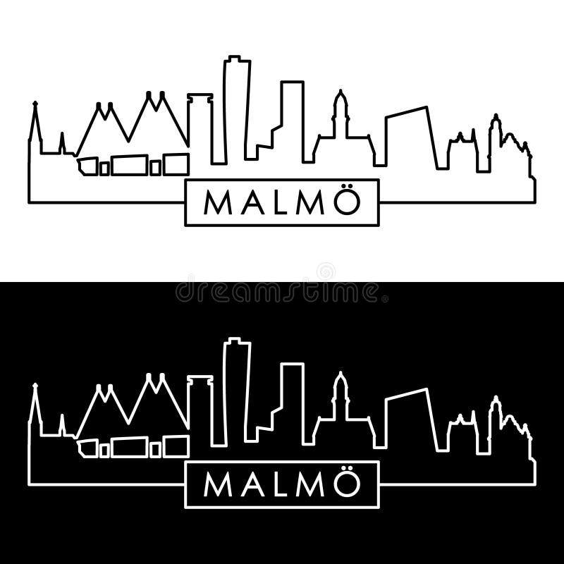 Malmo Skyline and Landmarks Silhouette Stock Vector - Illustration of ...