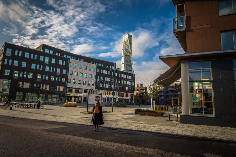 Malmo - October 22, 2017: Walking To the Turning Torso Building in ...