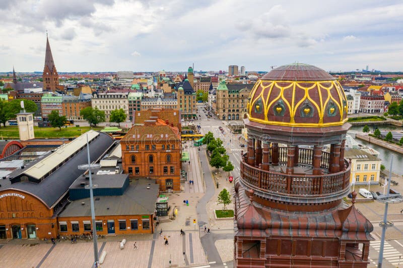Malmo Train Station and the Old Town. Editorial Stock Photo - Image of ...