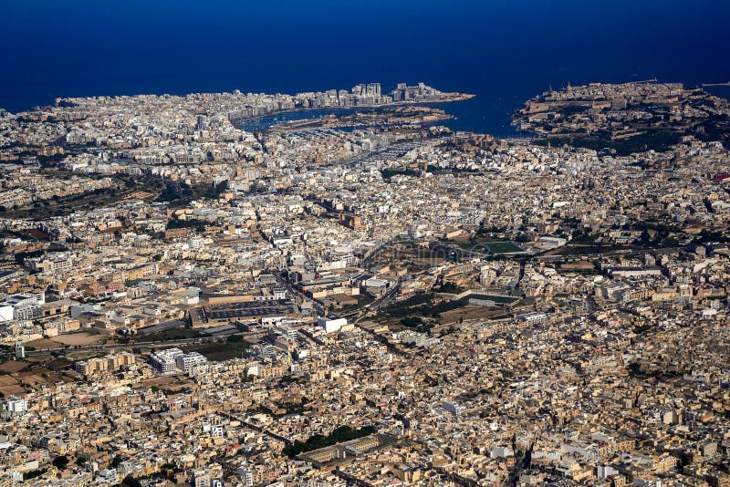 Malta Aerial Landscape from Airplane Stock Image - Image of destination ...