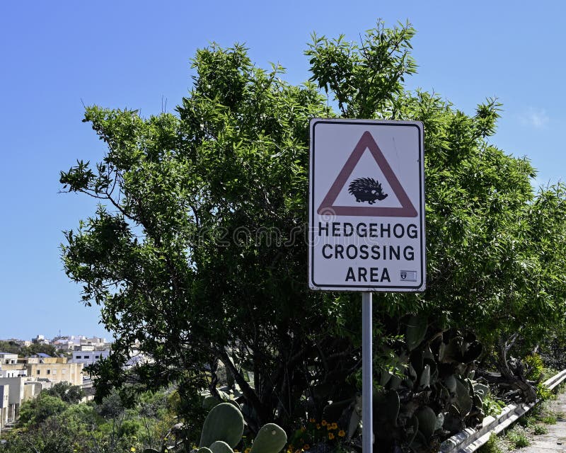 MALTA - APRIL 11, 2025: Sign Warning of Hedgehogs Crossing Road ...