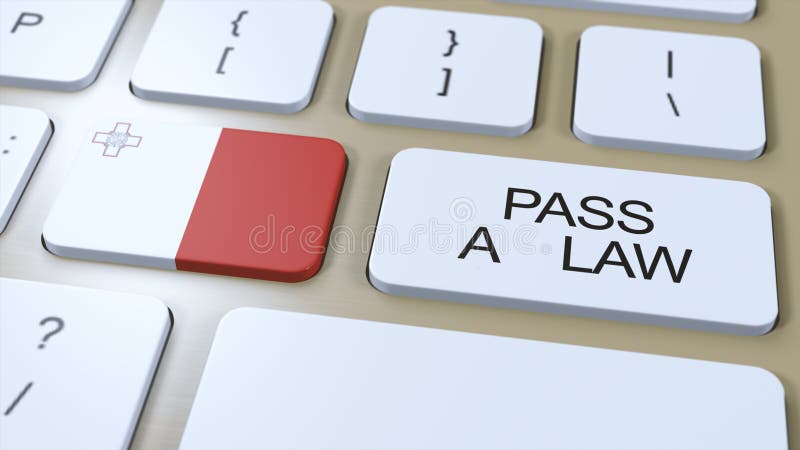 Malta Country National Flag and Pass a Law Text on Button 3D ...