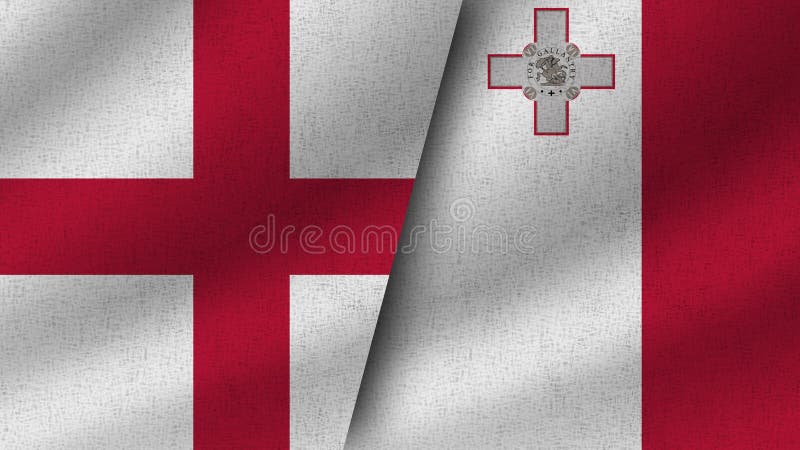 Malta and England Realistic Two Flags Together Stock Illustration ...