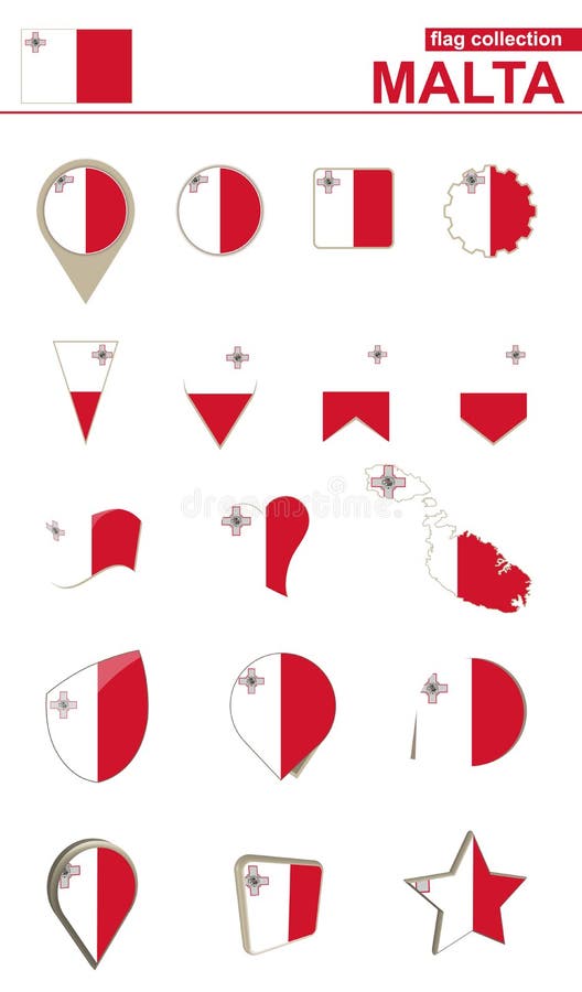 Malta Flag Collection. Big Set for Design Stock Vector - Illustration ...