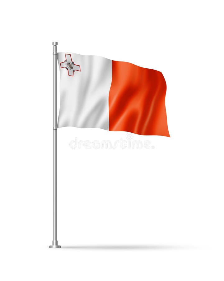 Malta Flag Isolated on White Stock Illustration - Illustration of malta ...