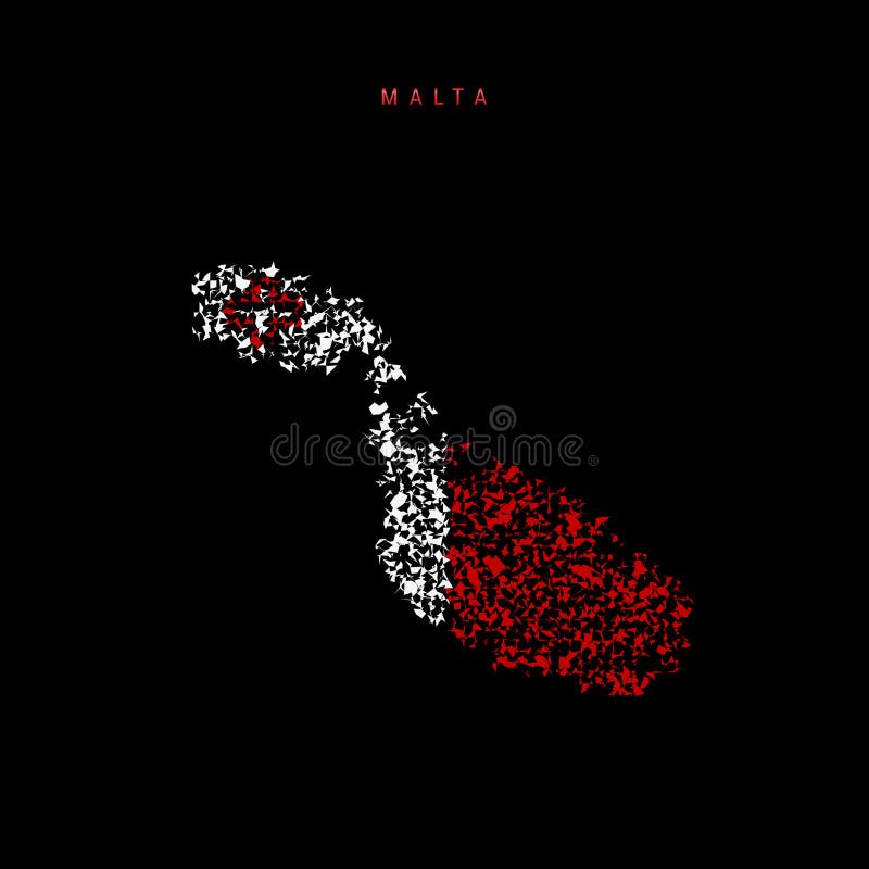 Malta Flag Map, Chaotic Particles Pattern in the Maltese Flag Colors ...