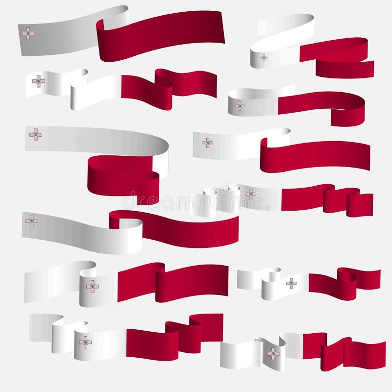 Malta Flag Ribbon Vector Bundle Set Stock Vector - Illustration of ...