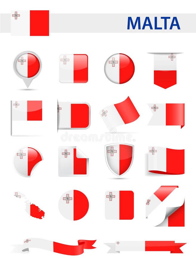Malta Flag Vector Set stock illustration. Illustration of label - 106776333
