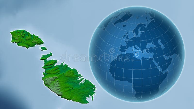 Malta and Globe. Relief stock video. Video of cartography - 247314827