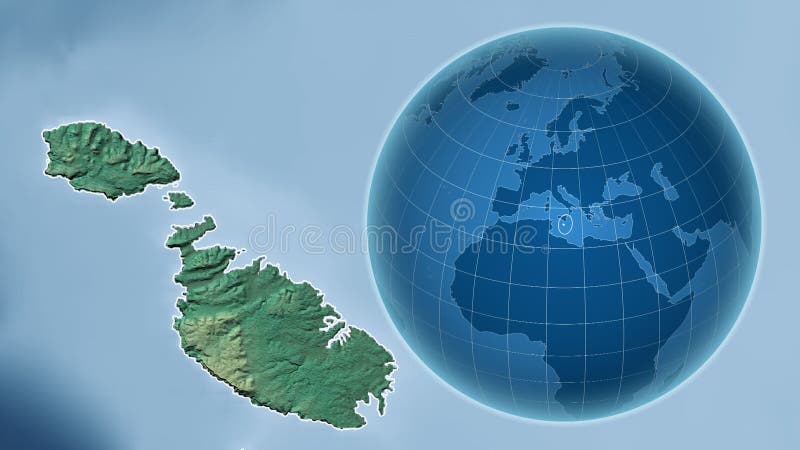 Malta and Globe. Relief stock video. Video of cartography - 247314827