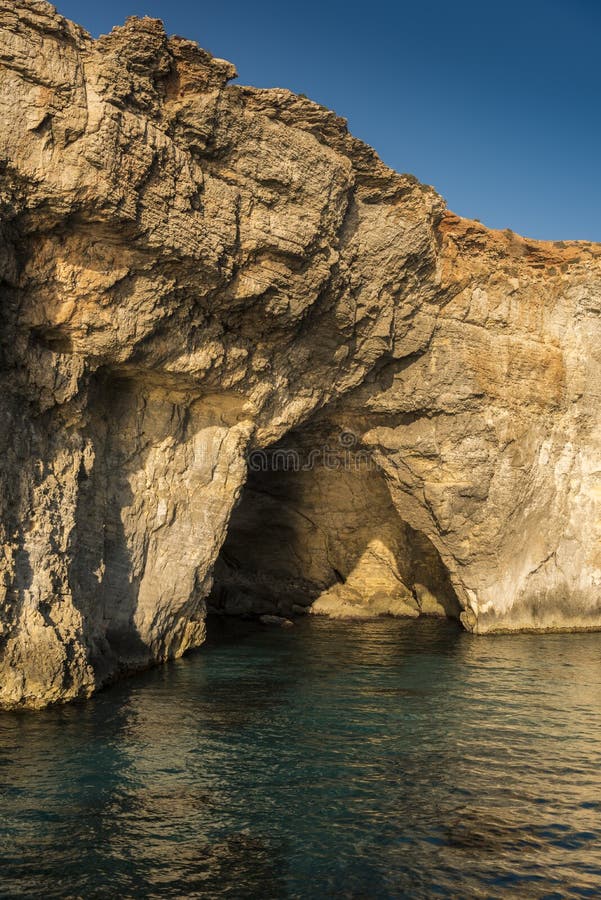 Crystal Lagoon Sea Cave Comino Malta Stock Photo - Image of sanctuary ...