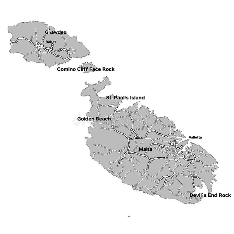Malta Island Vector Map stock vector. Illustration of seal - 112498795