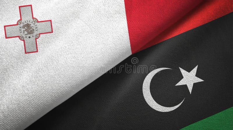 Malta and Libya Two Flags Textile Cloth, Fabric Texture Stock ...