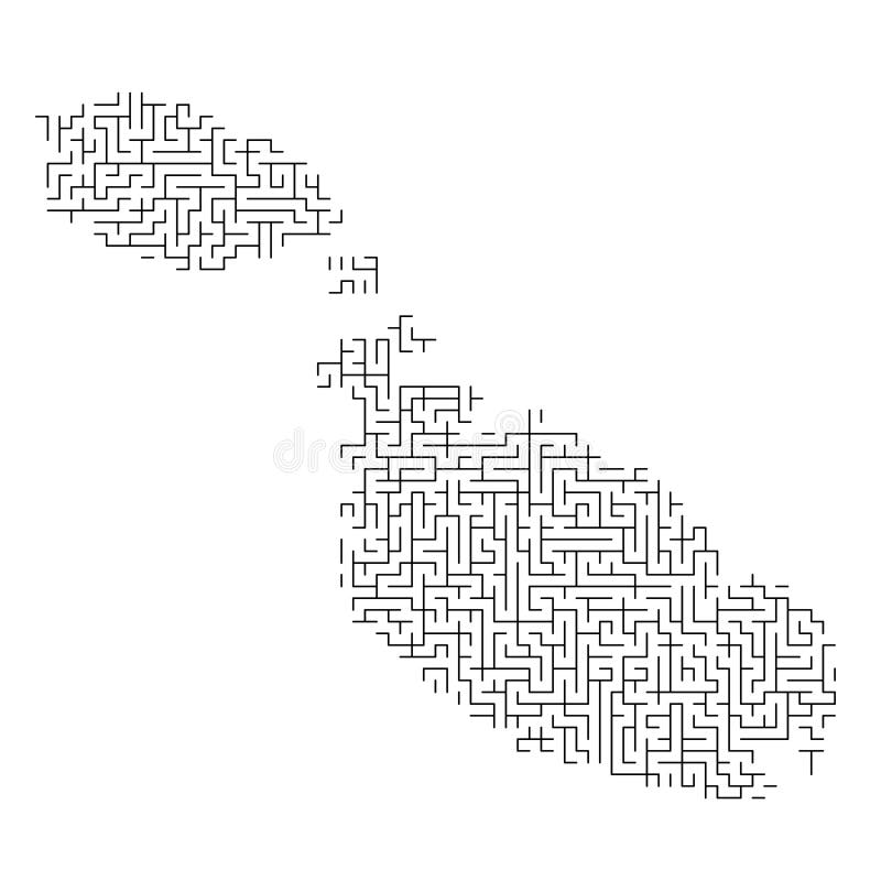 Malta Map from Black Pattern of the Maze Grid. Vector Illustration ...