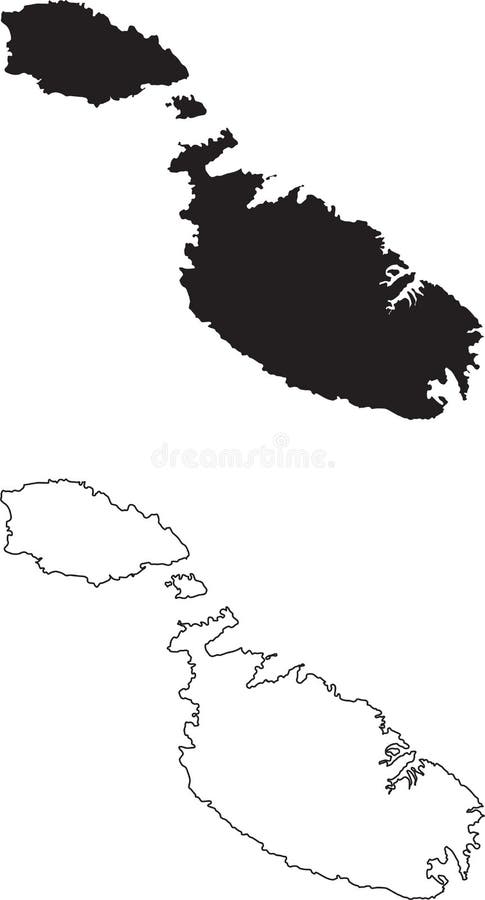 Malta Map. Black Silhouette Country Map Isolated on White Background ...