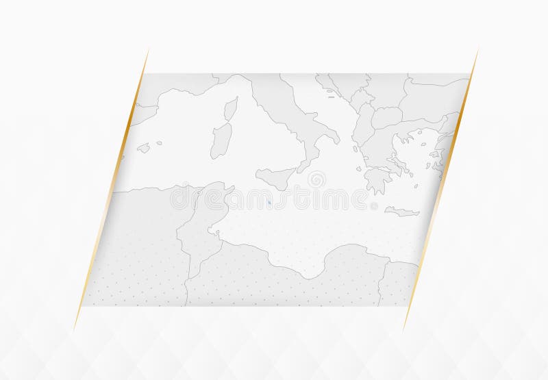 Malta Map in Blue with Gold Framed Accents. Modern Vector Map of Malta ...