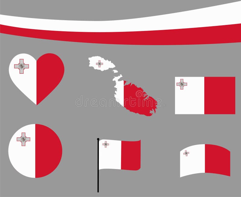 Malta Flag Map Ribbon and Heart Icons Vector Stock Vector ...
