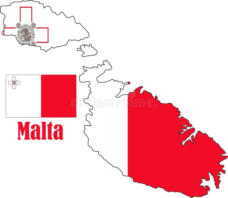 Malta Map and Flag Illustration Vector Stock Vector - Illustration of ...