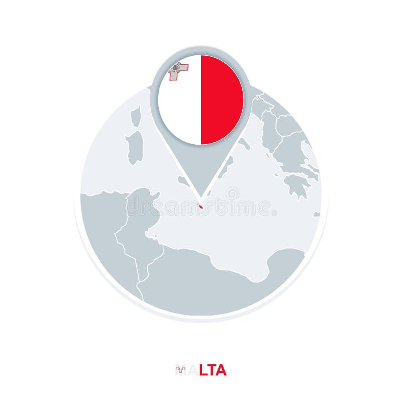 Malta Map and Flag, Vector Map Icon with Highlighted Malta Stock Vector ...