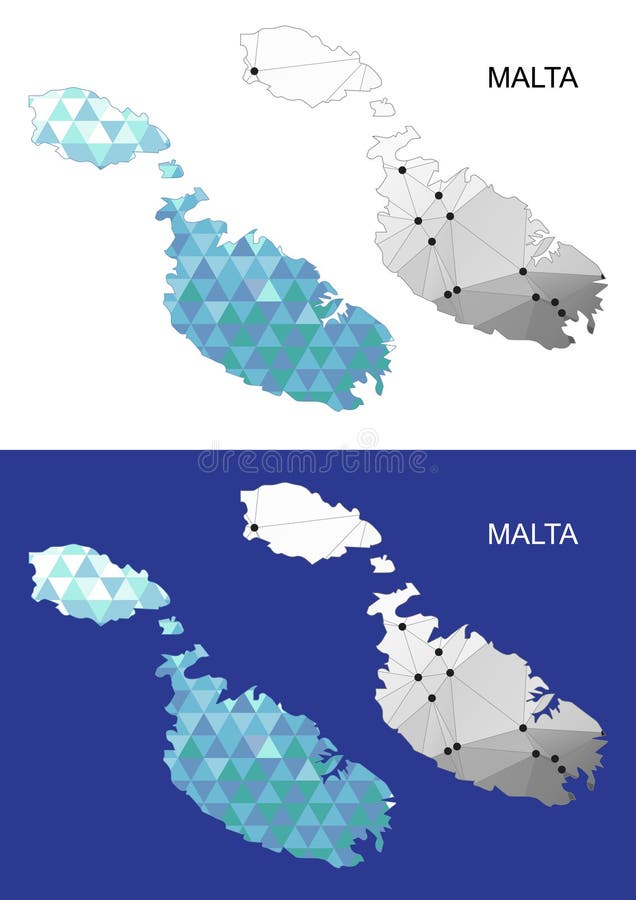 Malta Map in Geometric Polygonal Style. Abstract Gems Triangle. Stock ...