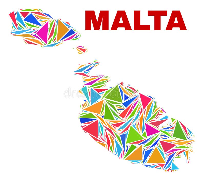 Malta Map - Mosaic of Color Triangles Stock Vector - Illustration of ...