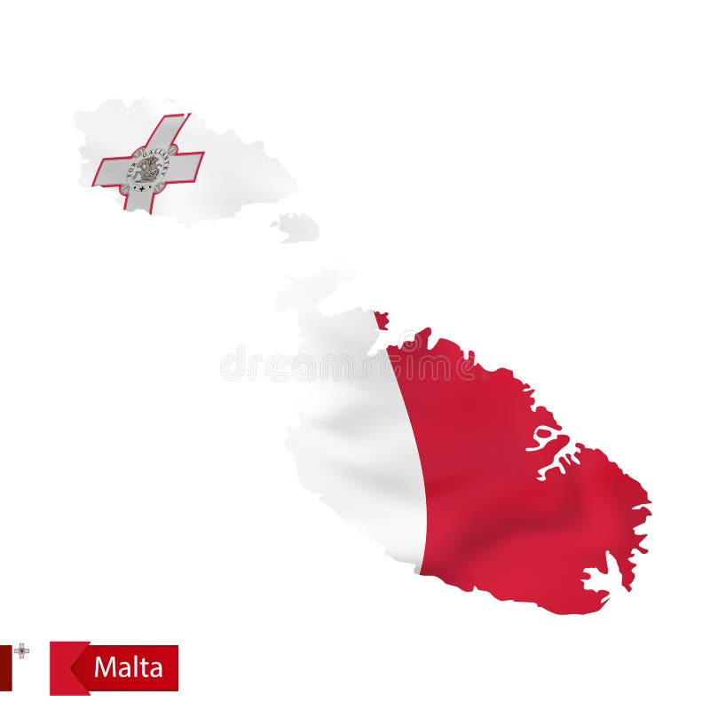 Malta Map with Waving Flag of Malta. Stock Vector - Illustration of ...