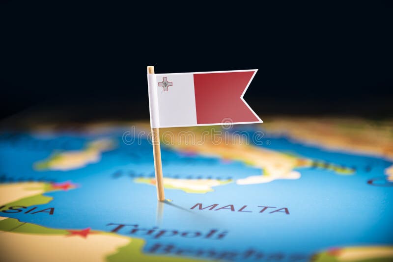 Malta Marked with a Flag on the Map Stock Photo - Image of location ...