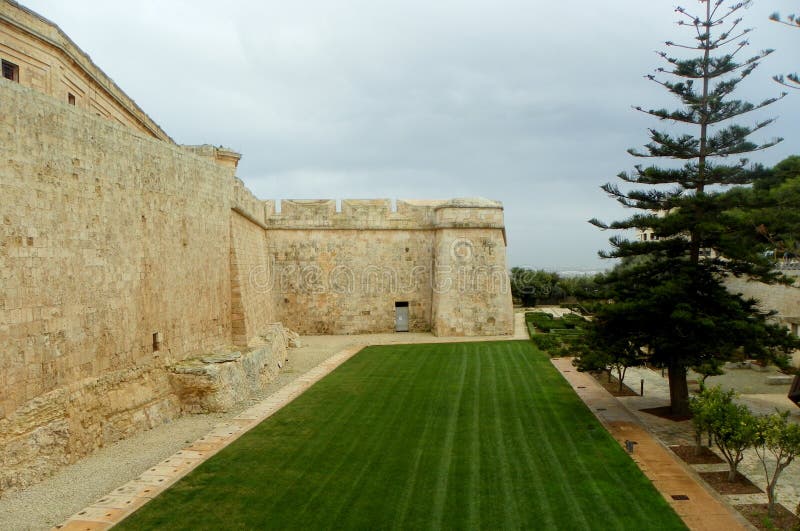 Malta, Mdina, Fortifications of Mdina, De Redin Bastion Stock Photo ...