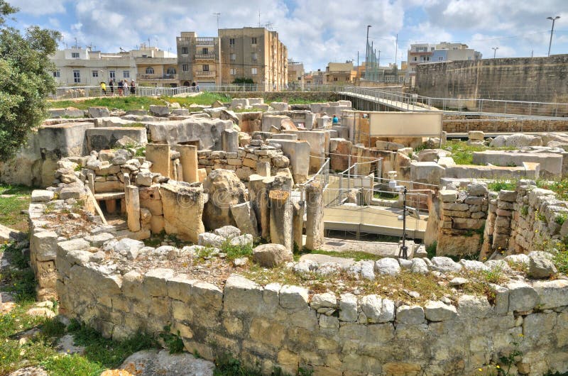 Malta, the Megalithic Temples of Tarxien Editorial Stock Photo - Image ...
