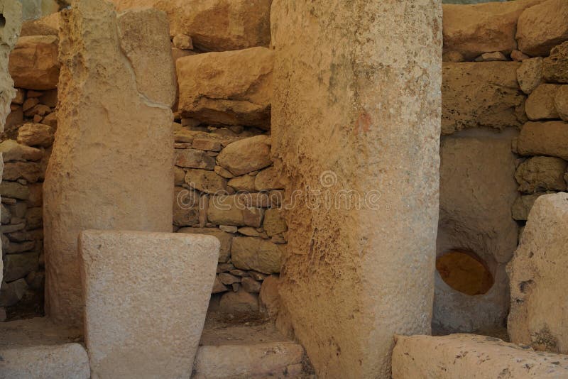 Malta Megalitic Temple Archeological Site Stock Photo - Image of ...