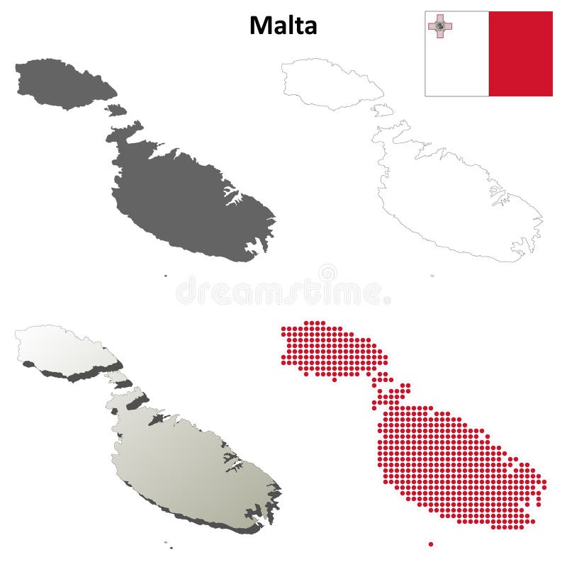 Malta outline map set stock vector. Illustration of country - 97221275