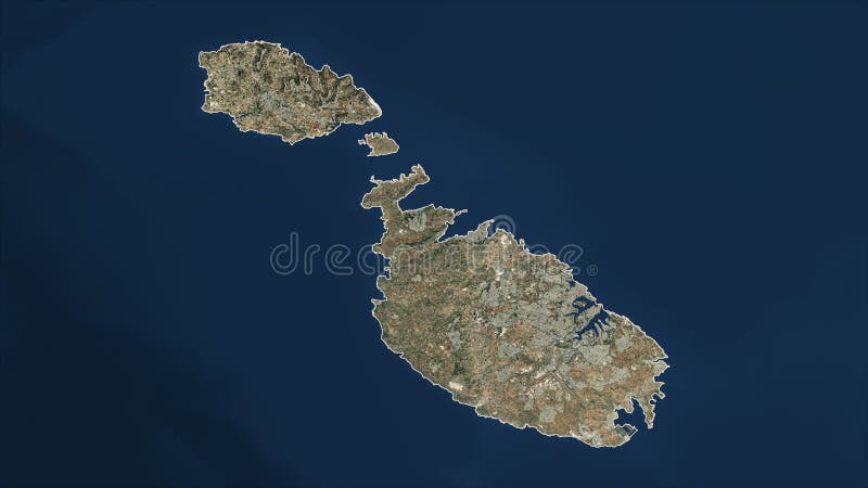 Malta Outlined. Low-res Satellite Stock Illustration - Illustration of ...