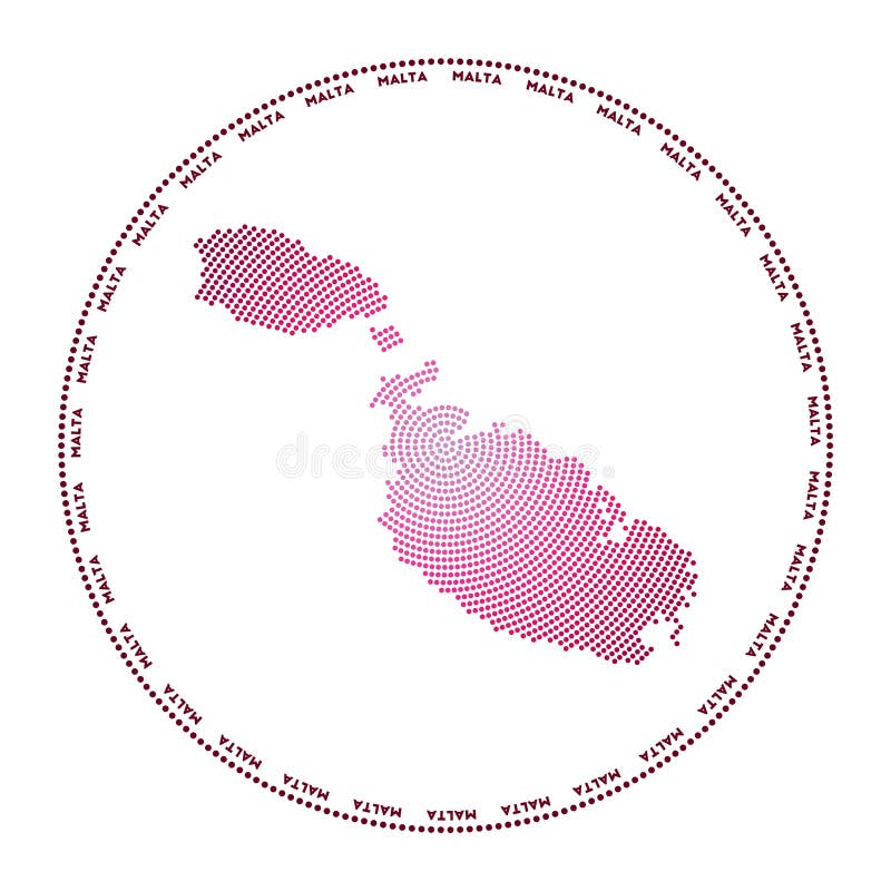 Malta Round Logo. Digital Style Shape of Malta in Dotted Circle with ...