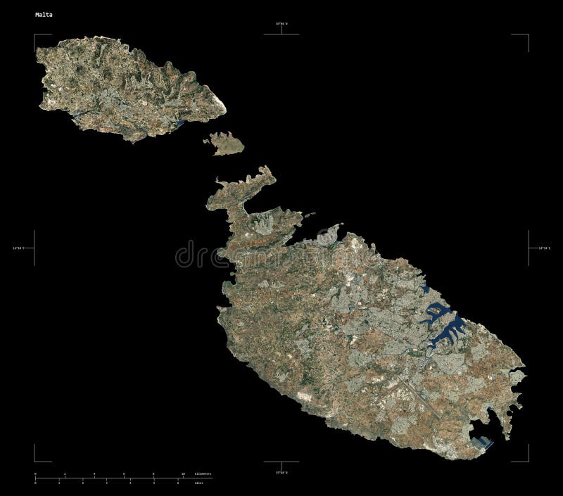 Malta Shape on Black. Low-res Satellite Stock Illustration ...