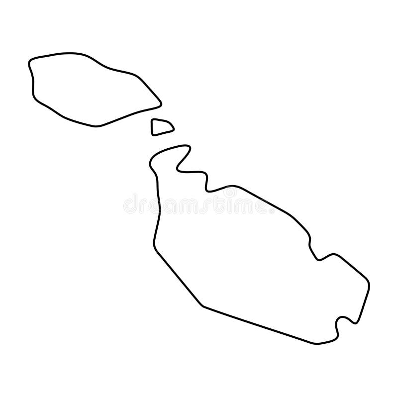 Malta Simplified Vector Outline Map Stock Vector - Illustration of land ...
