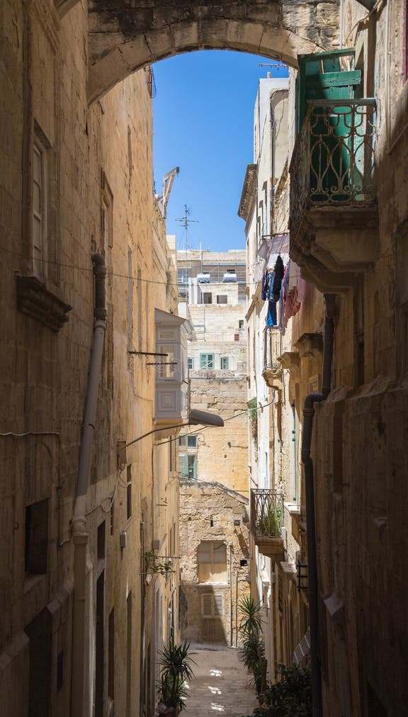 Malta streetview, Valetta stock image. Image of house - 61880893