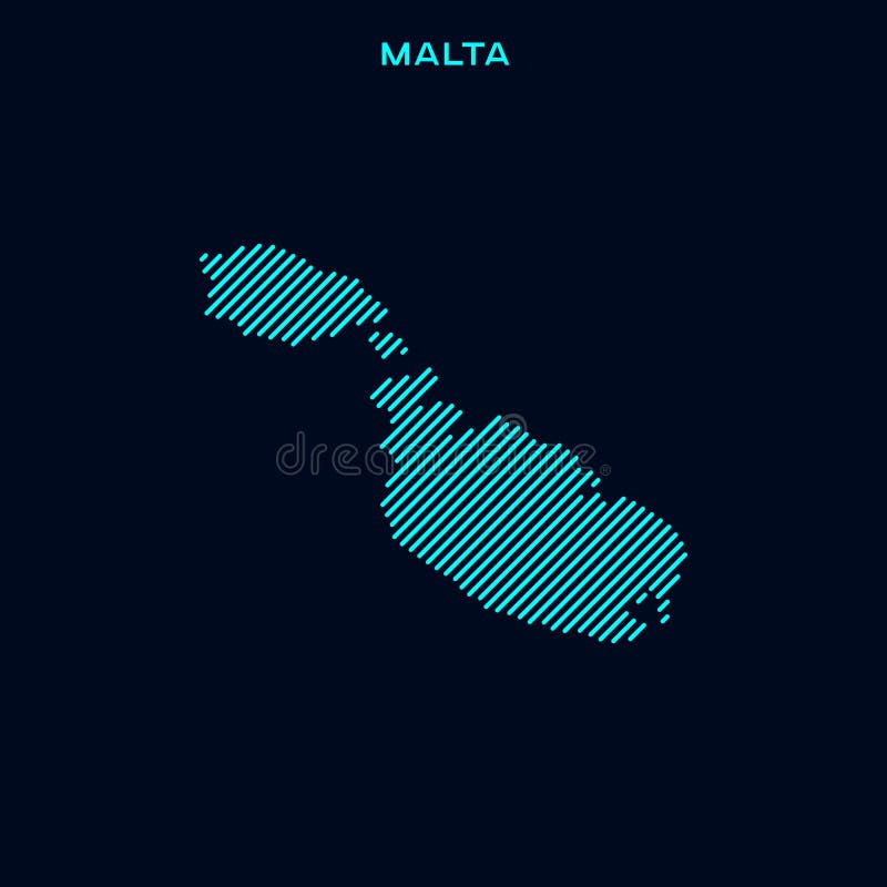 Malta Striped Map Vector Design Template with Blue Background. Stock ...